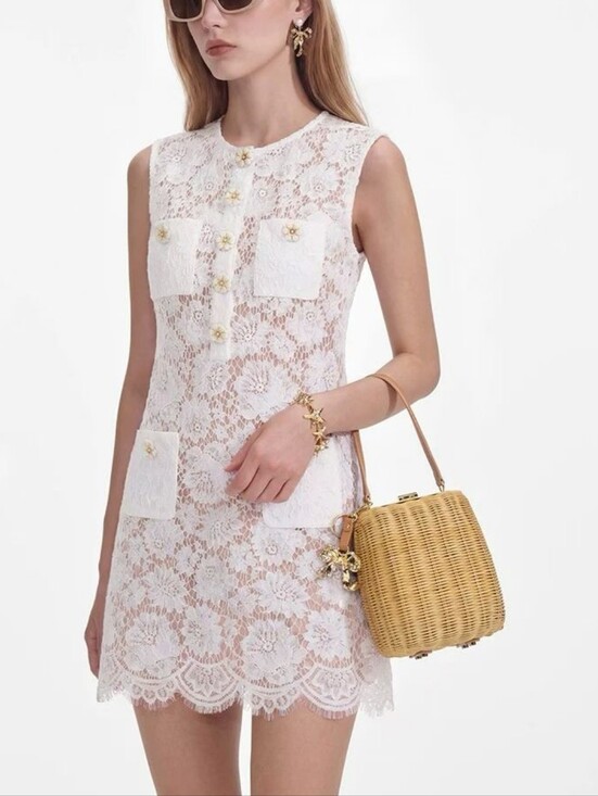 Self-Portrait | Dresses | Selfportrait White Lace Mini Dress | Poshmark
